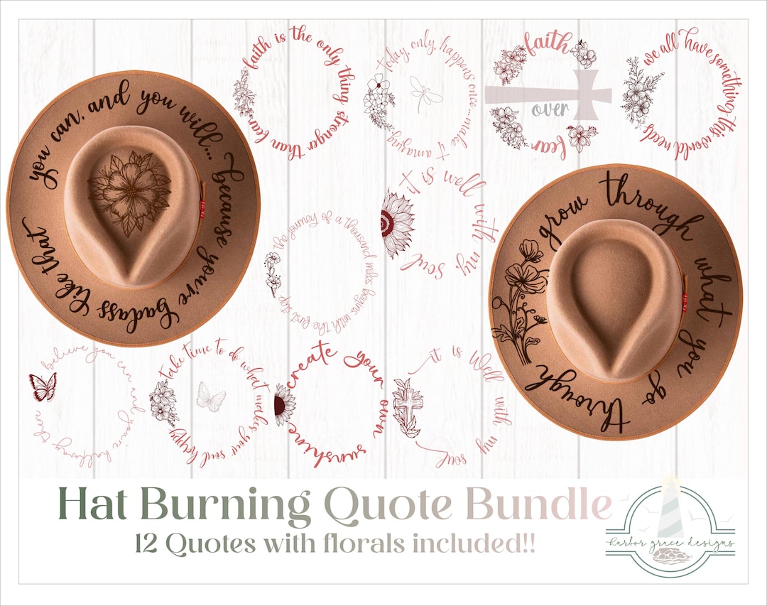 READY TO PRINT - Fits 15"x13.5" Hats - Inspirational Quotes Design ...