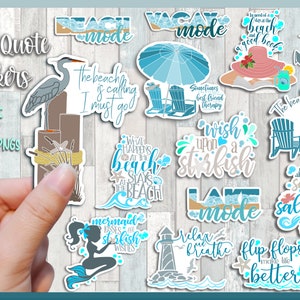 Sticker Set - Beach Quotes Printable Sticker Set - 300 Dpi PNG - Print ...