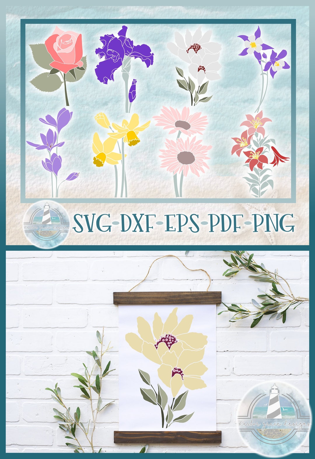 Spring Flower Bundle for Mothers Day SVG Files for Cricut Silhouette ...