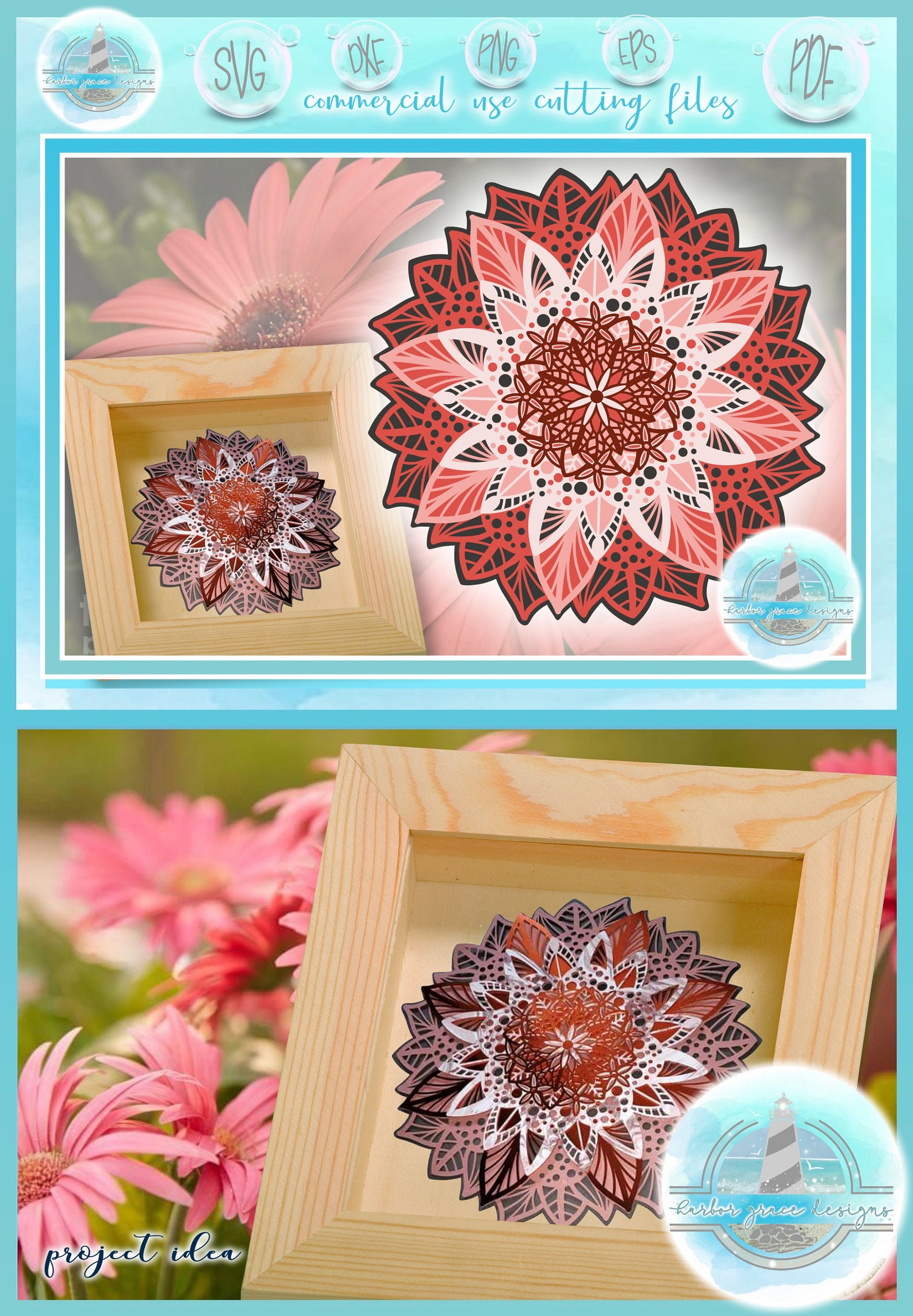 3D Layered Design | Floral Mandala SVG File | Multi Layered Mandala SVG ...