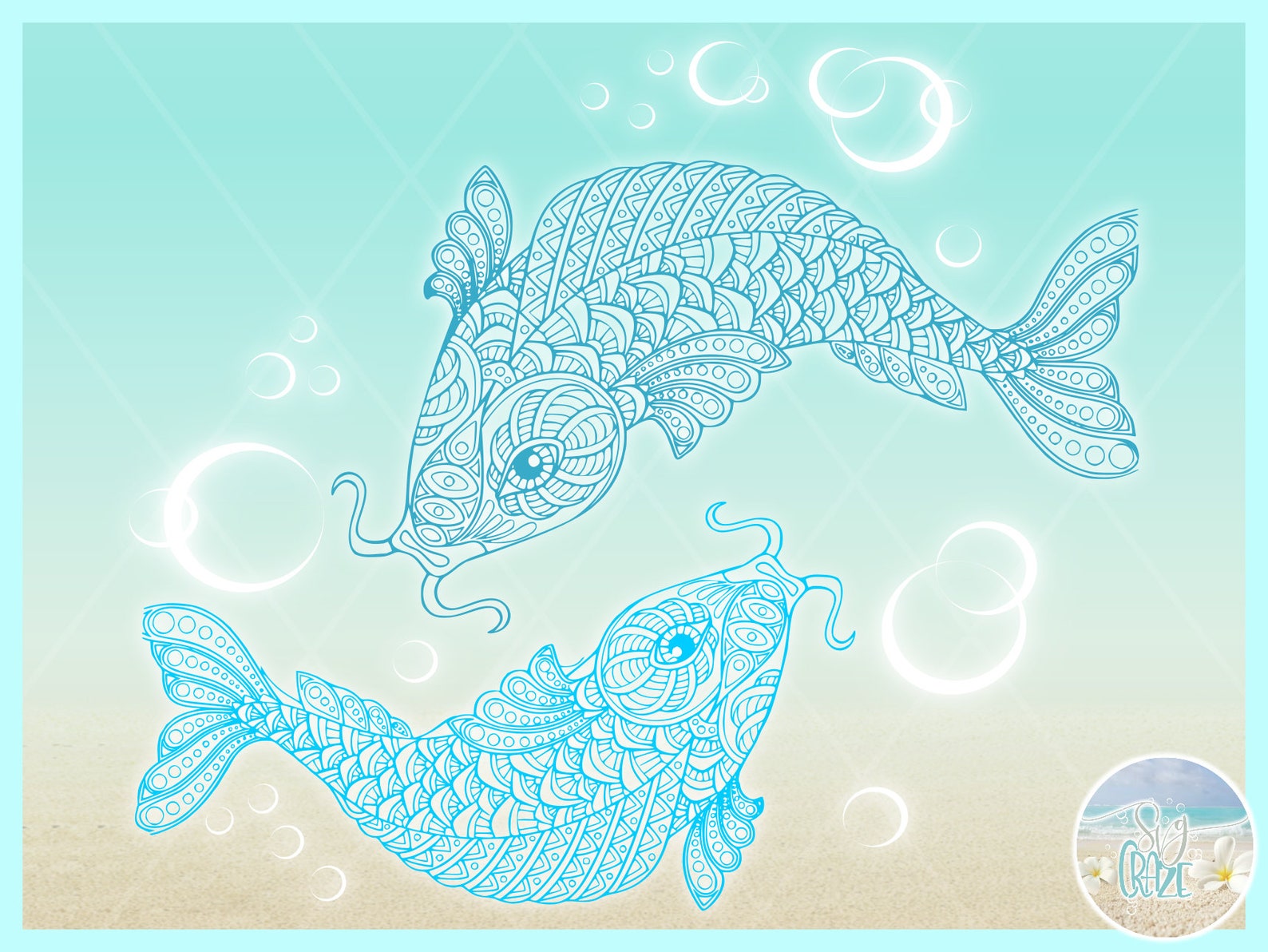 Koi Fish Mandala Zentangle SVG Files for Cricut Silhouette - Dxf Eps ...