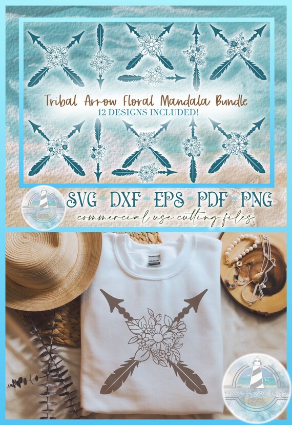 Boho Arrow Floral Mandala SVG Bundle Tribal Arrow Bundle | Etsy