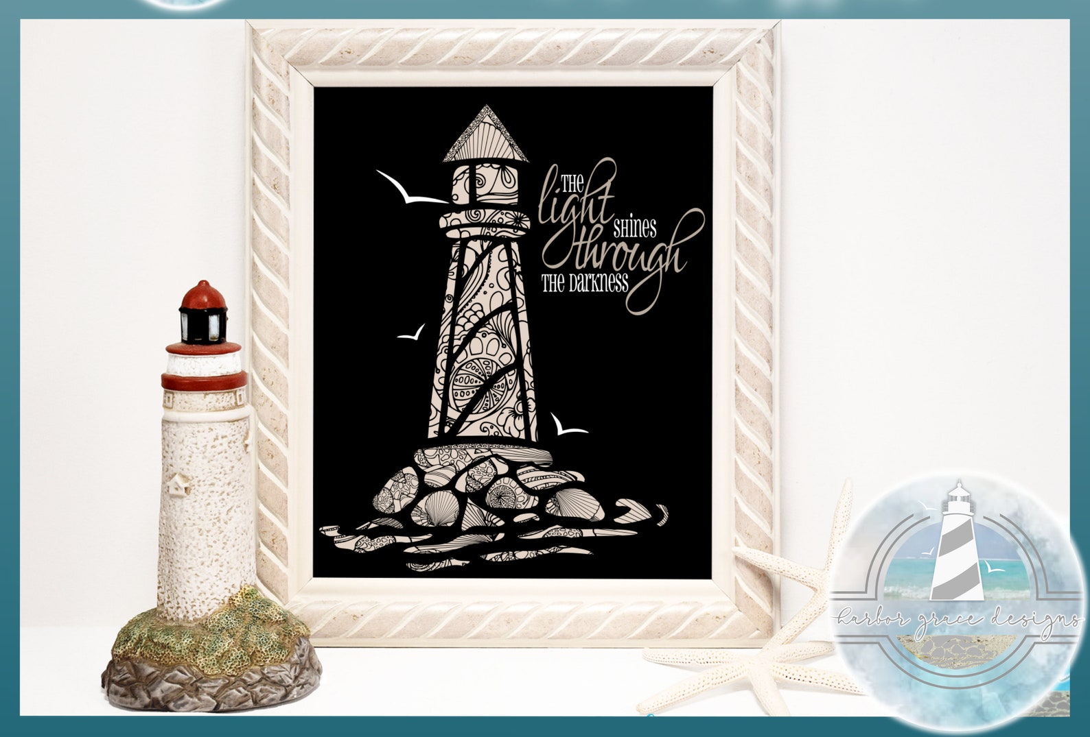 Lighthouse SVG Lighthouse Mandala With Quote the Light - Etsy
