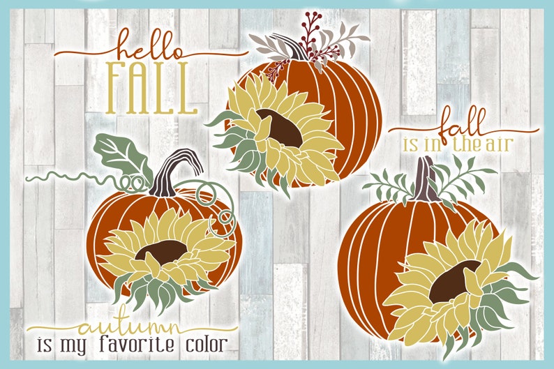 Autumn Fall Quotes With Pumpkins and Sunflowers Mini Bundle SVG Dxf Eps ...