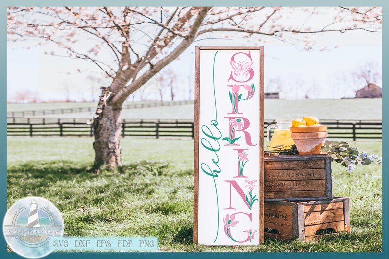 Welcome Spring With Flowers and Butterfly - Tall Vertical Front Porch ...