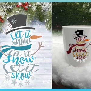 Let It Snow Word Snowman Christmas Winter Holiday SVG Files for Cricut ...