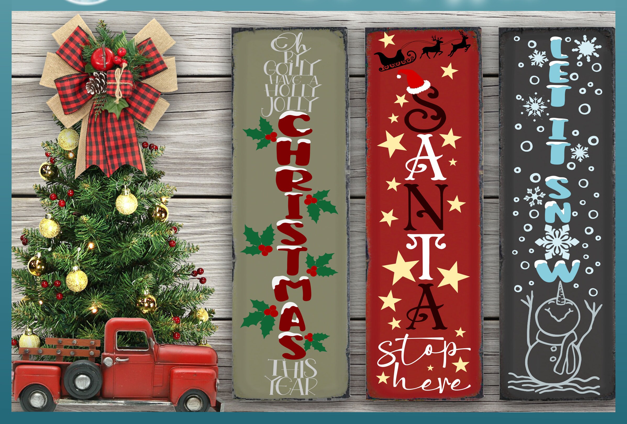 Christmas Tall Vertical Front Porch Sign Bundle SVG Files for Cricut ...