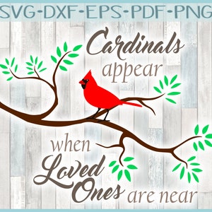 Cardinals Appear When Loved Ones Are Near Christmas Memorial Quote SVG ...