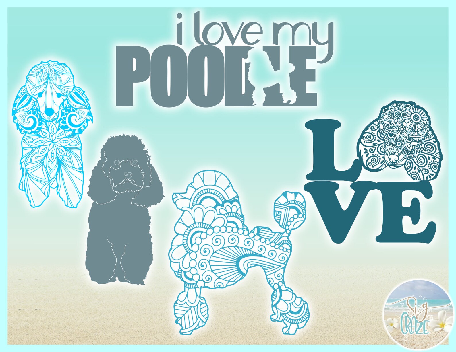 Poodle Mandala Zentangle Bundle SVG Files for Cricut Silhouette - Dxf ...