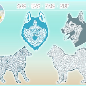 Siberian Husky Mandala Zentangle Bundle SVG Files for Cricut Silhouette ...