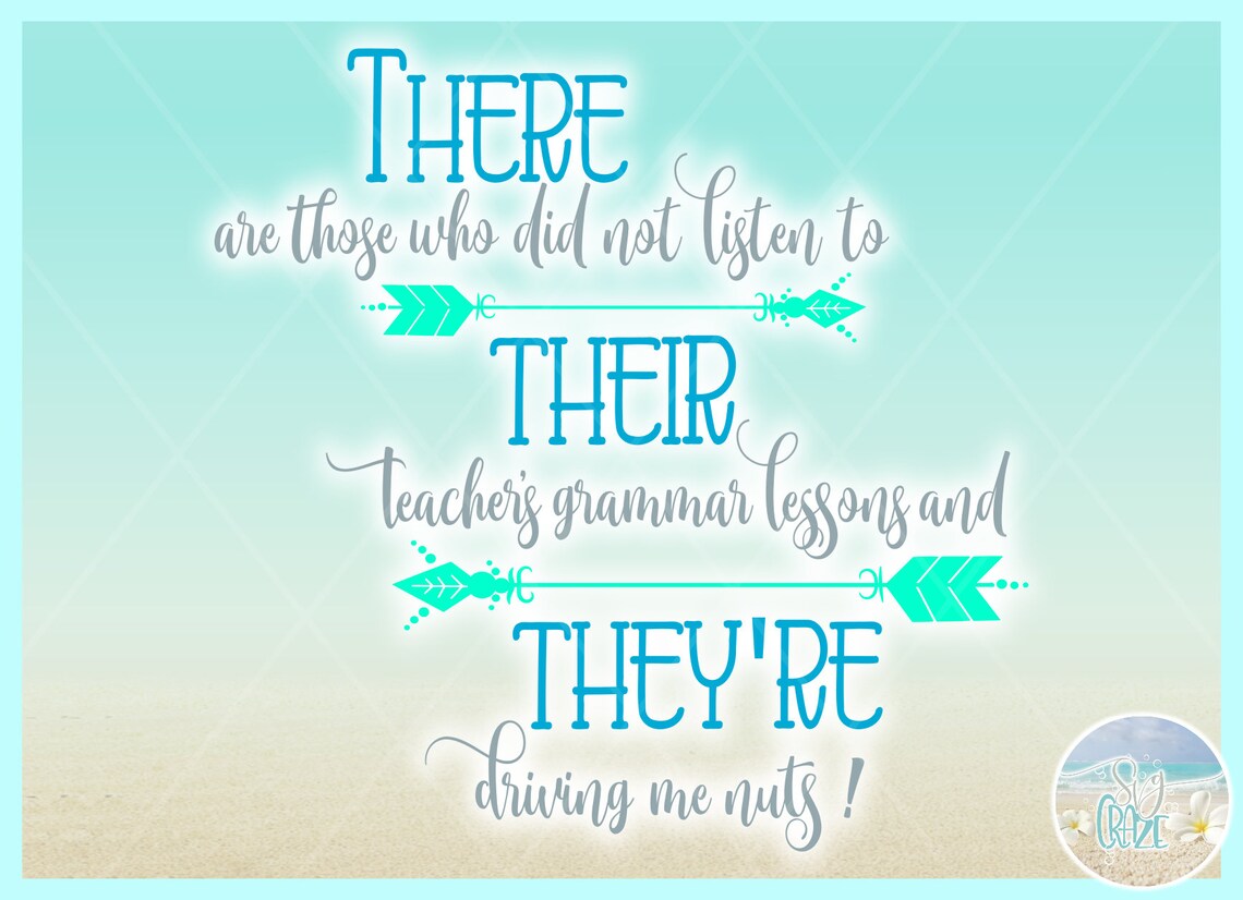 There Their They're Teacher Grammar Funny Quote SVG Files for Cricut ...