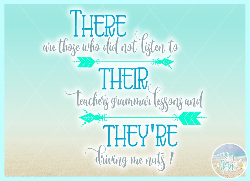 There Their They're Teacher Grammar Funny Quote SVG Files - Etsy