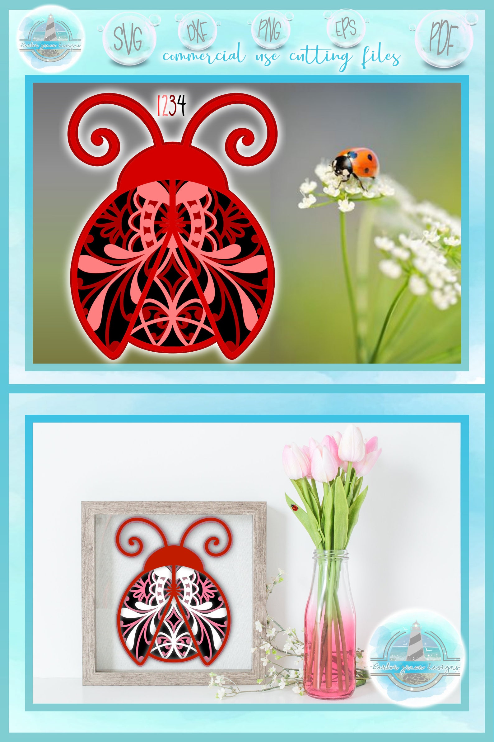 3D Layered Design | Ladybug Mandala SVG File | Multi Layered Mandala ...