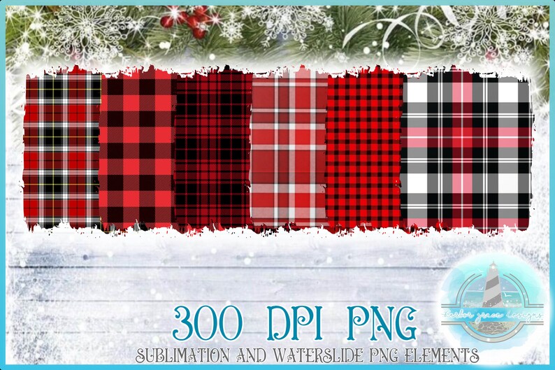 Red and Black Plaid Christmas Frames Grunge Distressed 300 DPI PNG ...