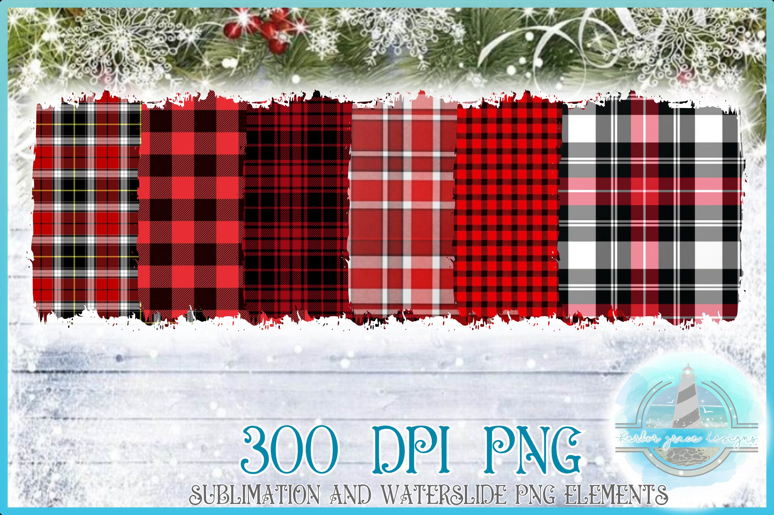 Red and Black Plaid Christmas Frames Grunge Distressed 300 DPI - Etsy