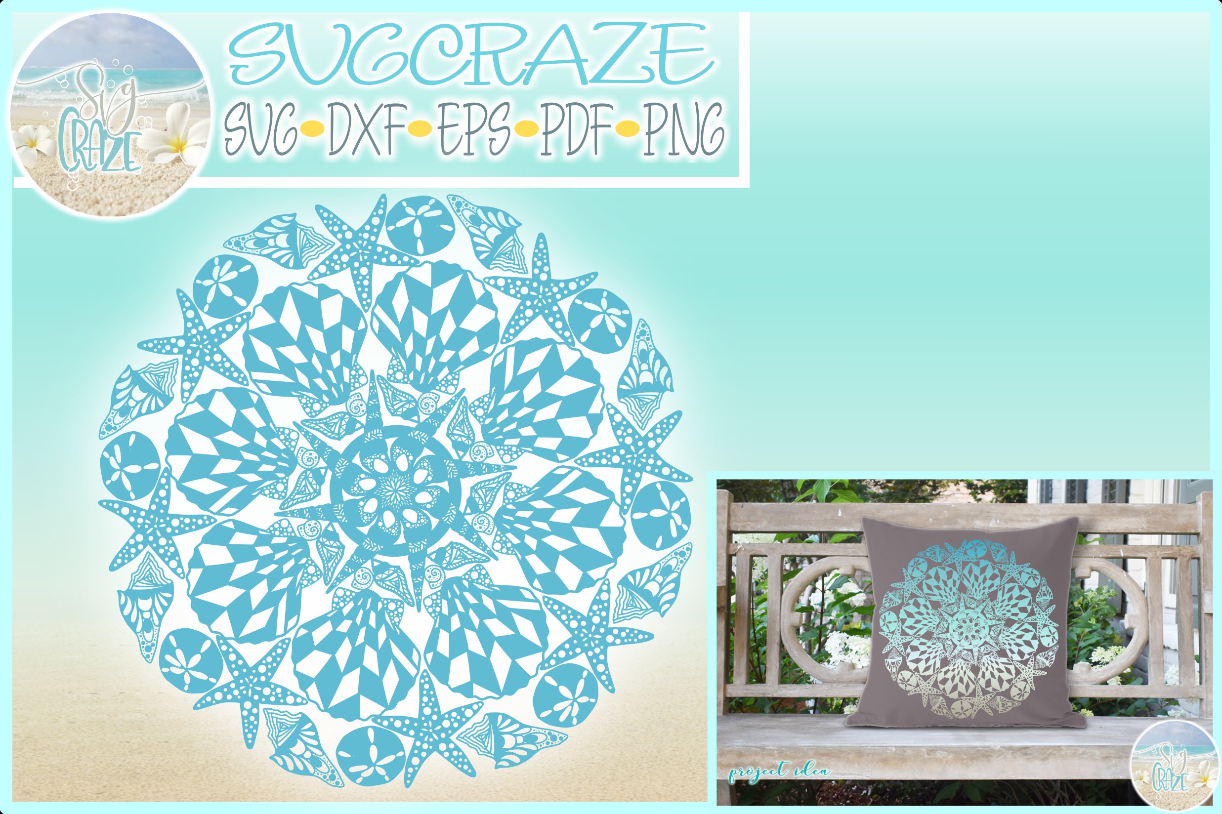 Hand Drawn Seashell Mandala Zentangle SVG Files for Cricut | Etsy