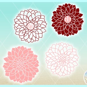 Beautiful Dahlia Flower Outline SVG Files for Cricut Silhouette - Dxf ...