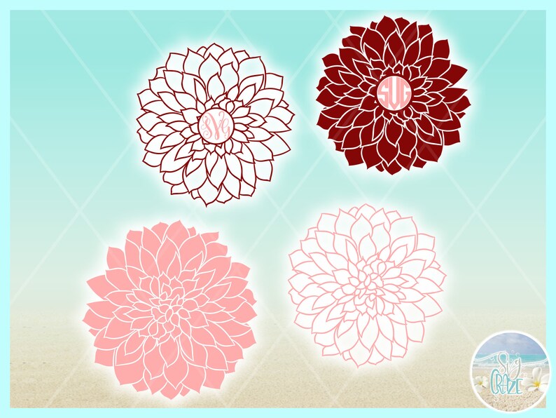Beautiful Dahlia Flower Outline SVG Files for Cricut - Etsy