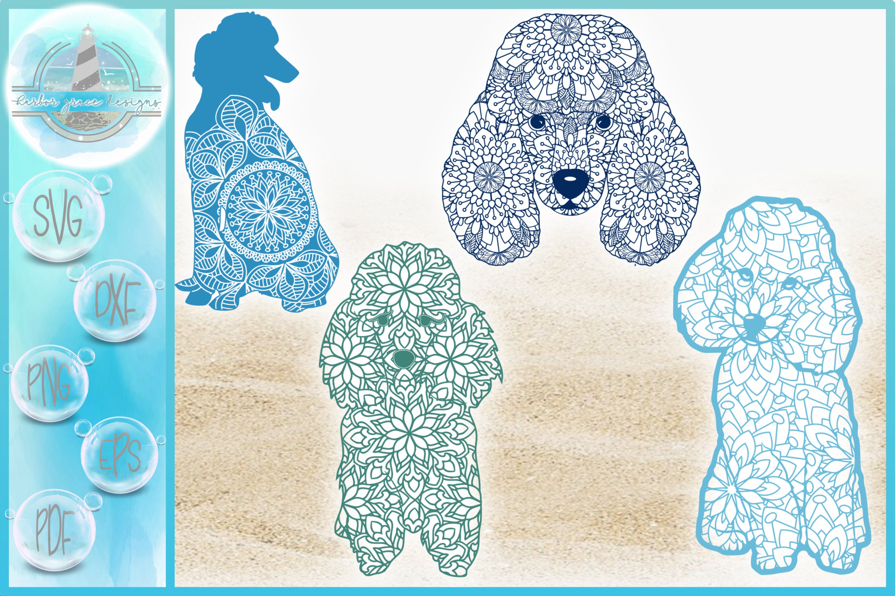Poodle Mandala Zentangle Bundle SVG Files for Cricut - Etsy Australia