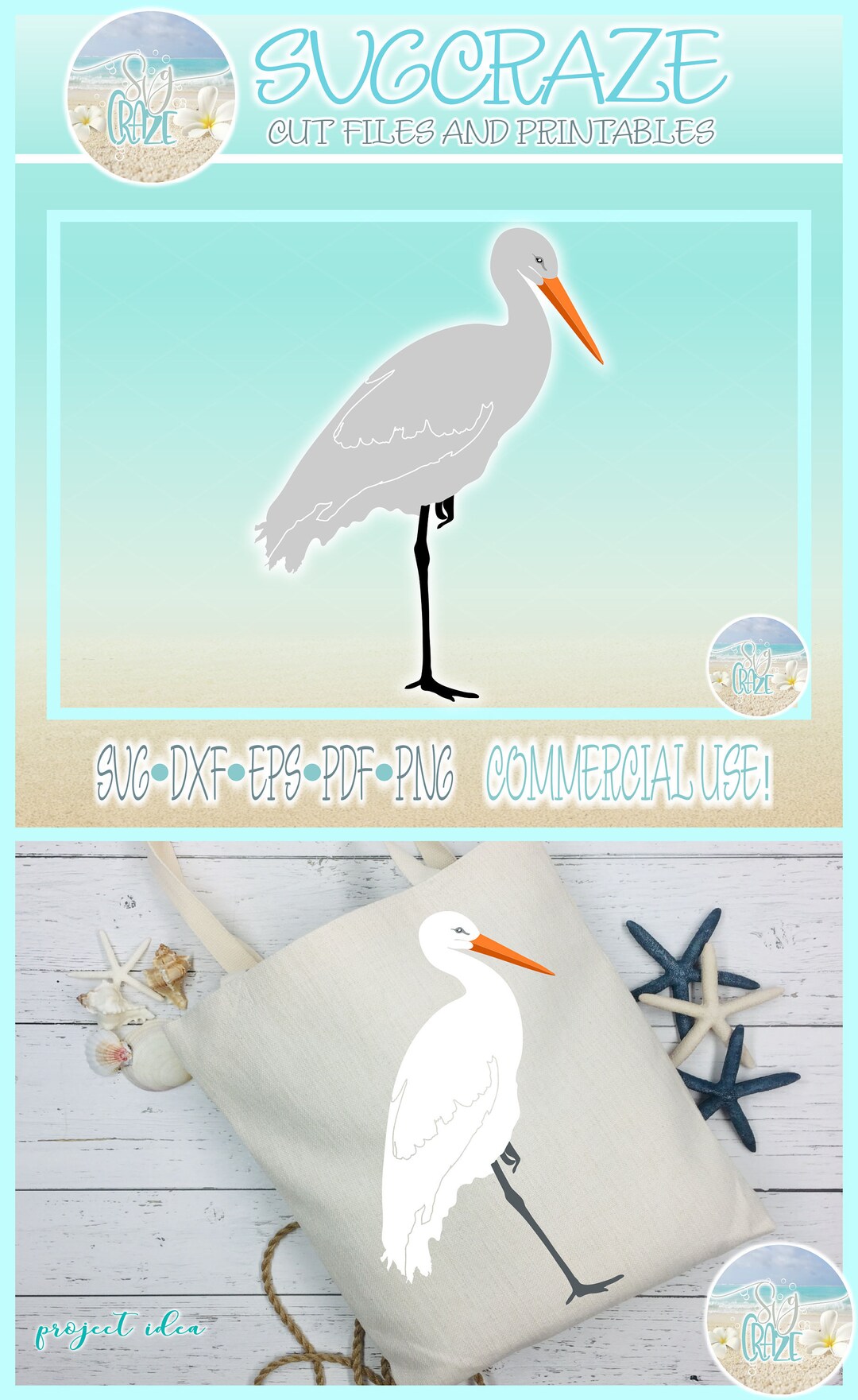 Stork SVG Files for Cricut Silhouette - Dxf Eps Pdf Png Included - Etsy