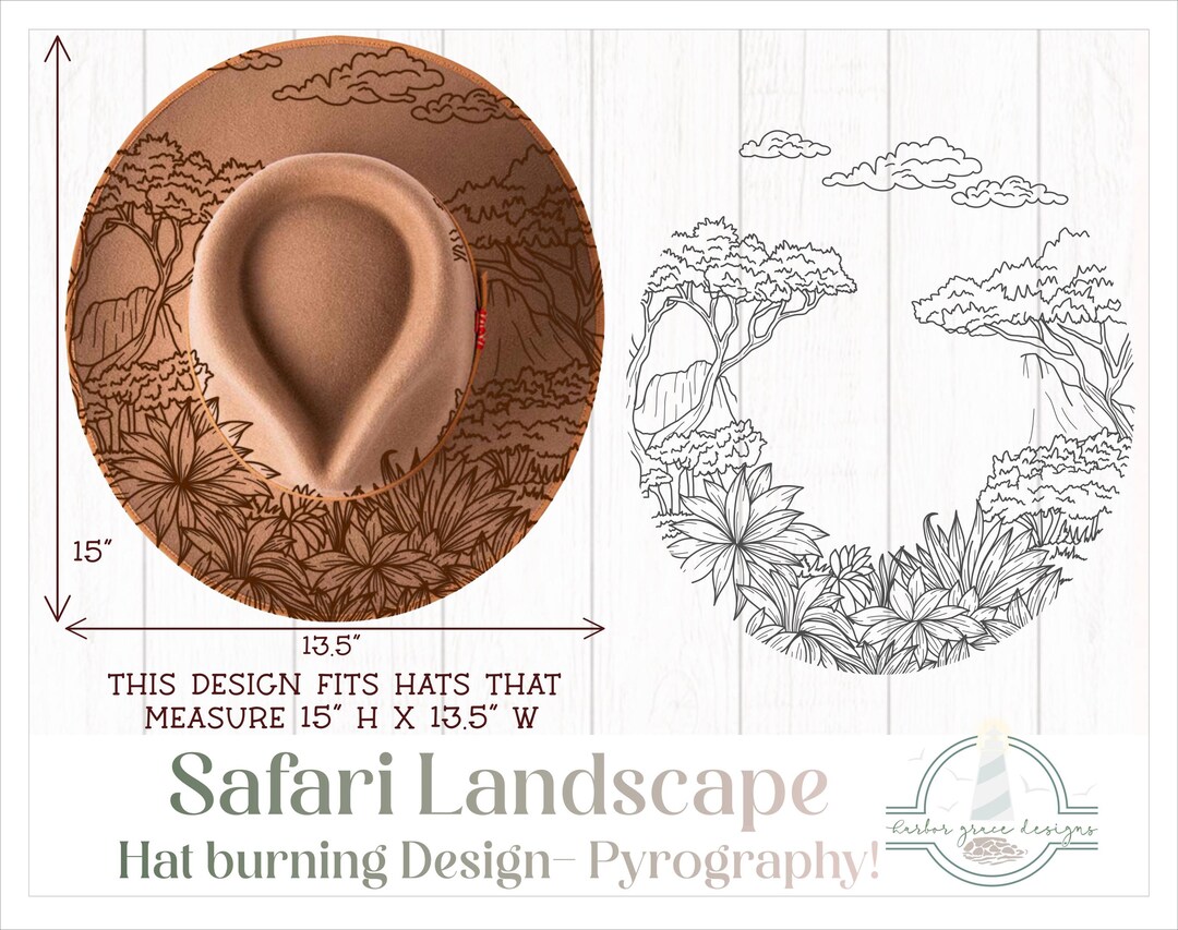 Safari Landscape Hat Burning Design - for Pyrography - SVG Files for ...