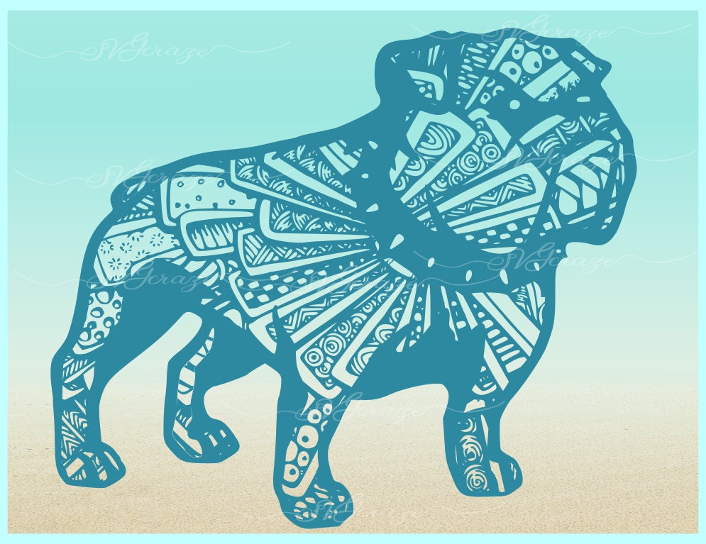 Bulldog Mandala Zentangle SVG Files for Cricut Silhouette | Etsy