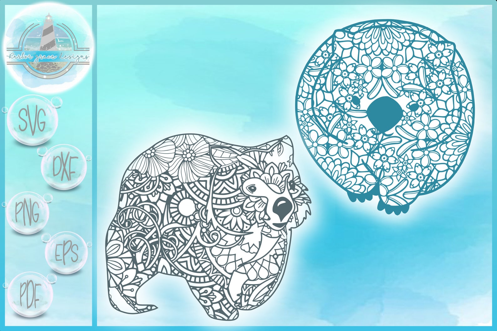 Wombat Mandala Zentangle SVG Files for Cricut Silhouette Dxf - Etsy