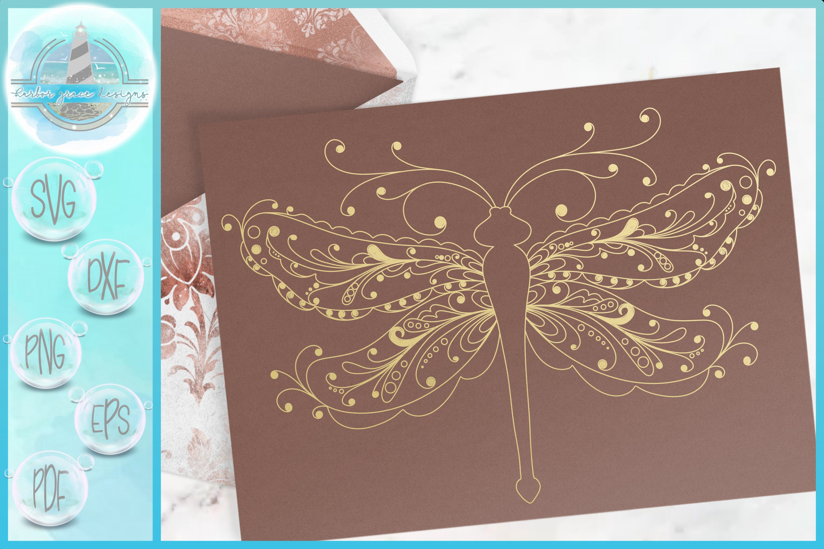 Foil Quill Single Line Dragonfly Mandala Zentangle SVG Dxf Eps - Etsy
