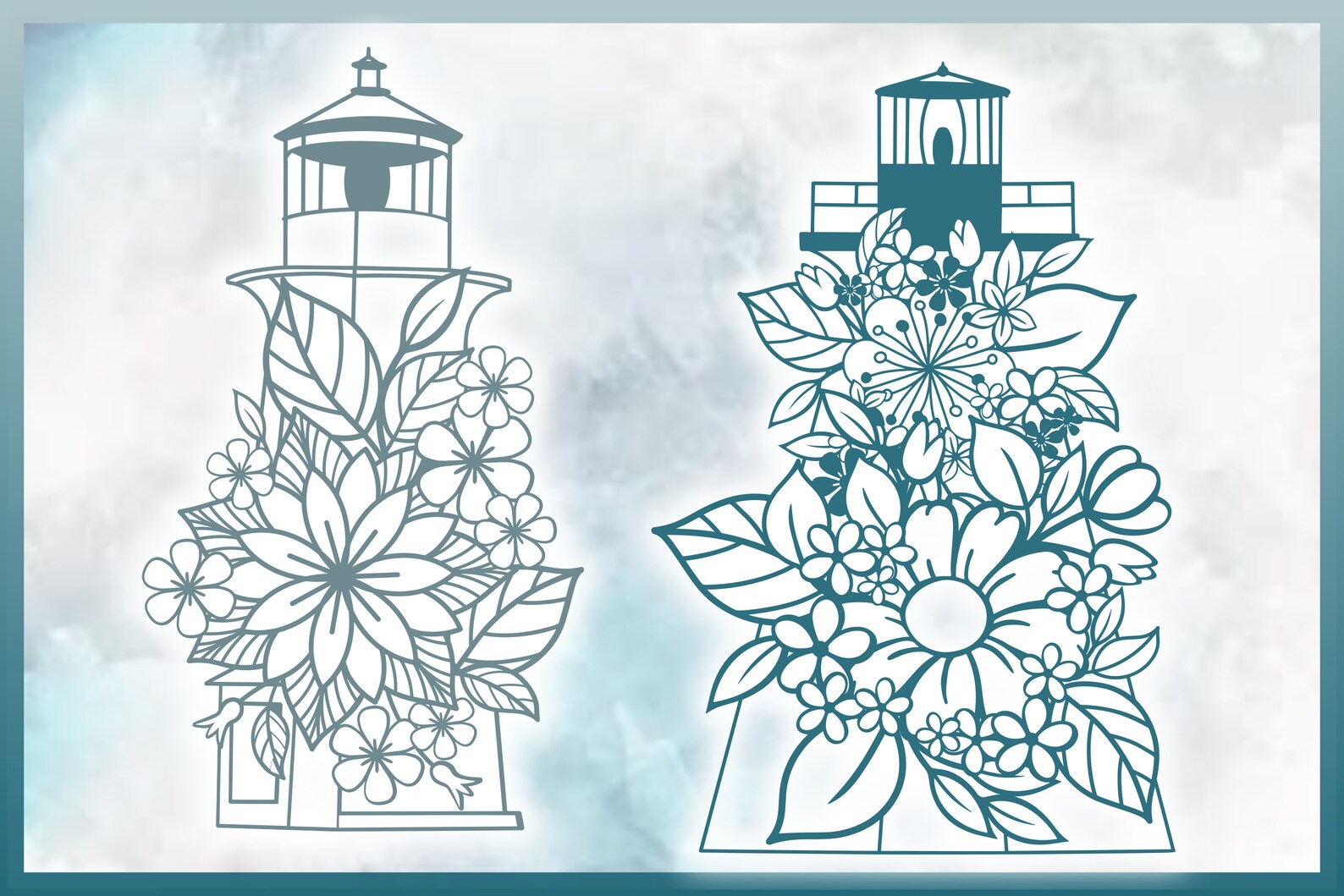 Lighthouse Floral Mandala Zentangle SVG Files for Cricut Dxf Eps Pdf ...