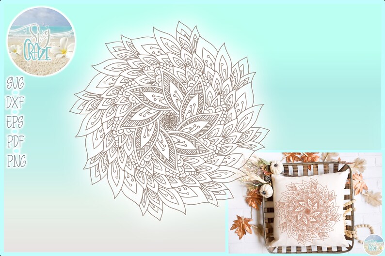 Hand Drawn Leaf Mandala Zentangle SVG Files for Cricut - Etsy