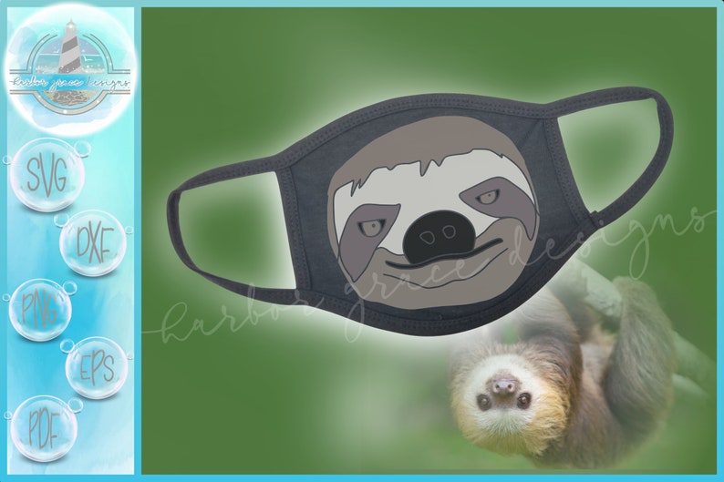 Sloth Face Mask SVG Files for Cricut Silhouette Dxf Eps Pdf - Etsy
