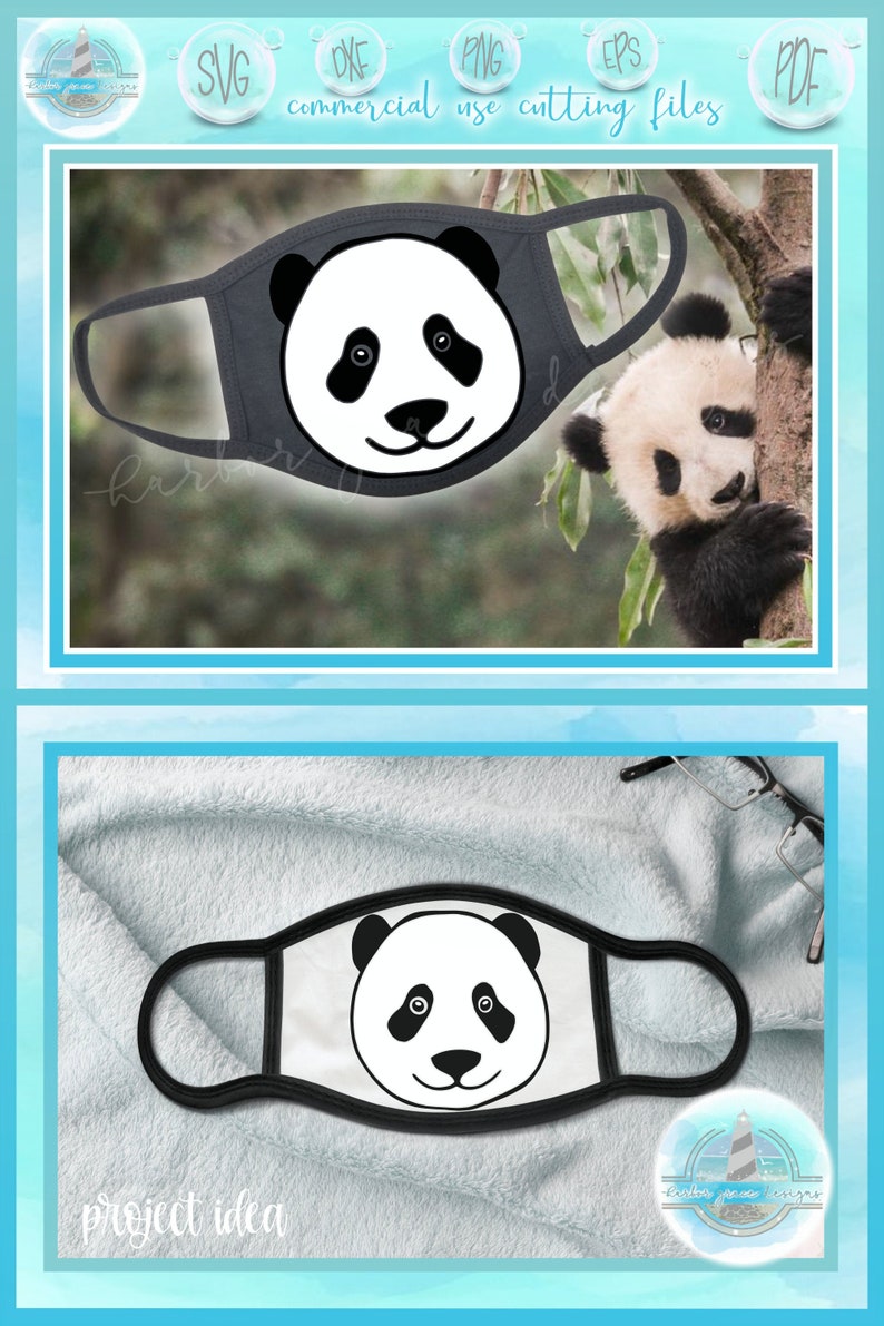 Panda Face Mask SVG Files for Cricut Silhouette Dxf Eps Pdf - Etsy