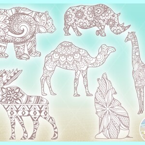 Wild Animal Mandala Zentangle Bundle SVG Files for Cricut Silhouette ...