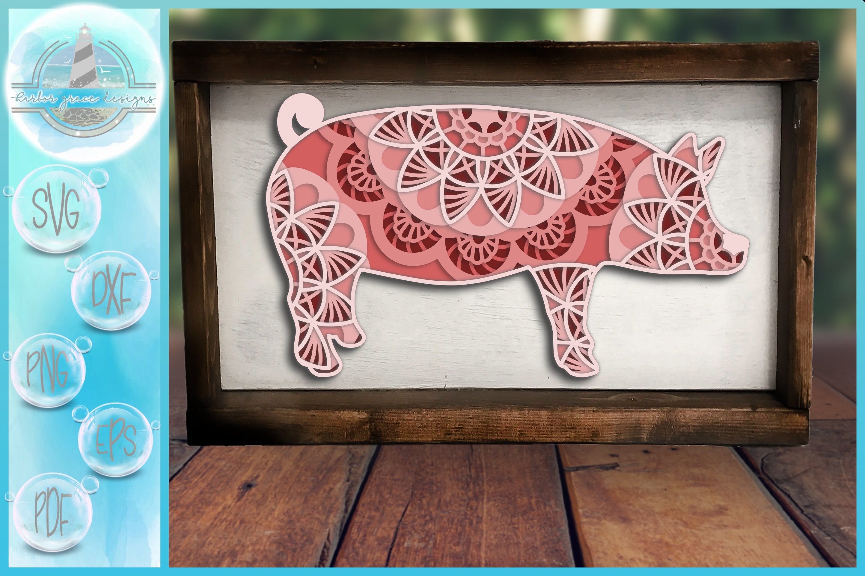 3D Layered Design Pig Mandala SVG File Multi Layered | Etsy