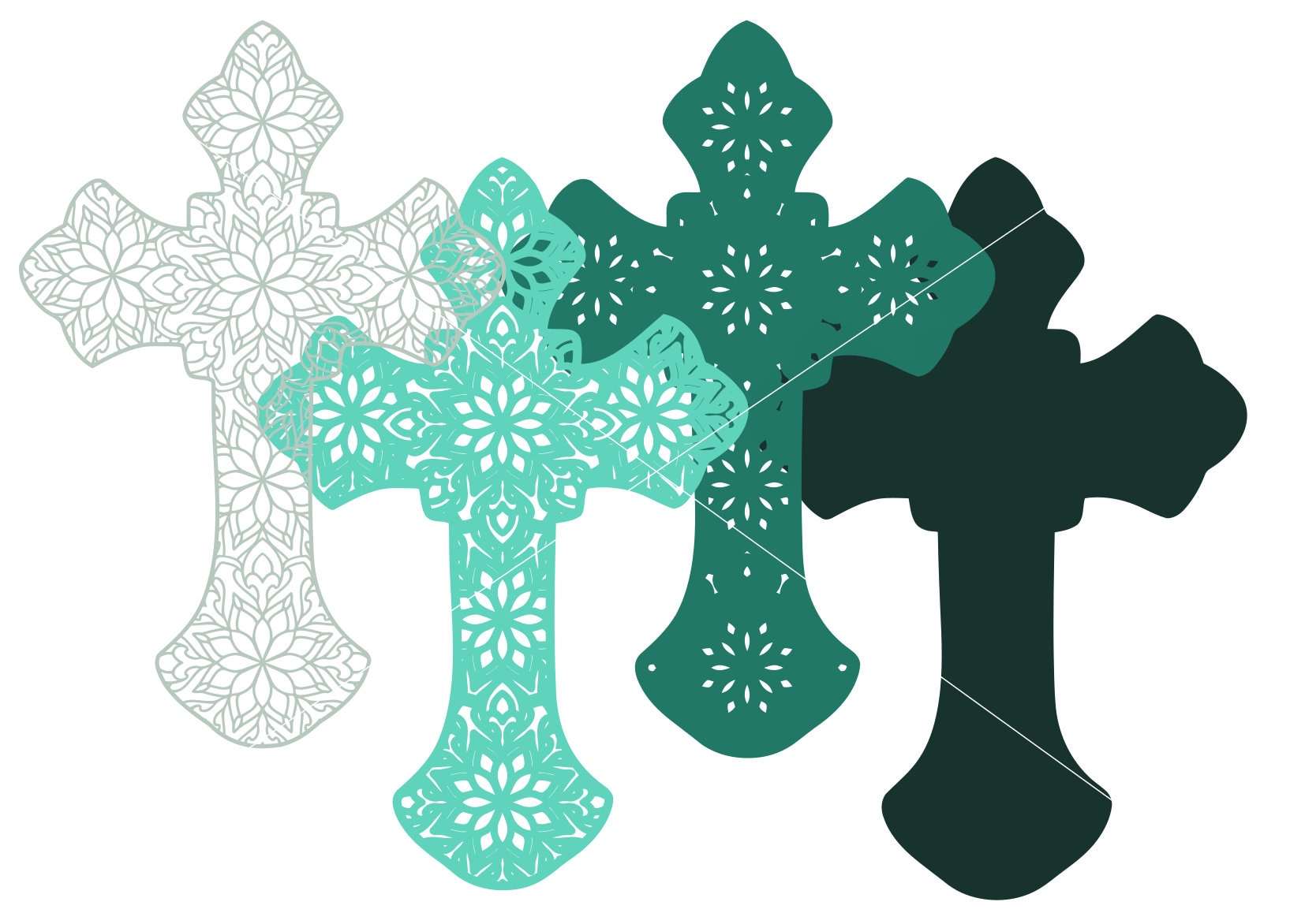 3D Cross Mandala SVG Christian Religious Layered SVG Files - Etsy