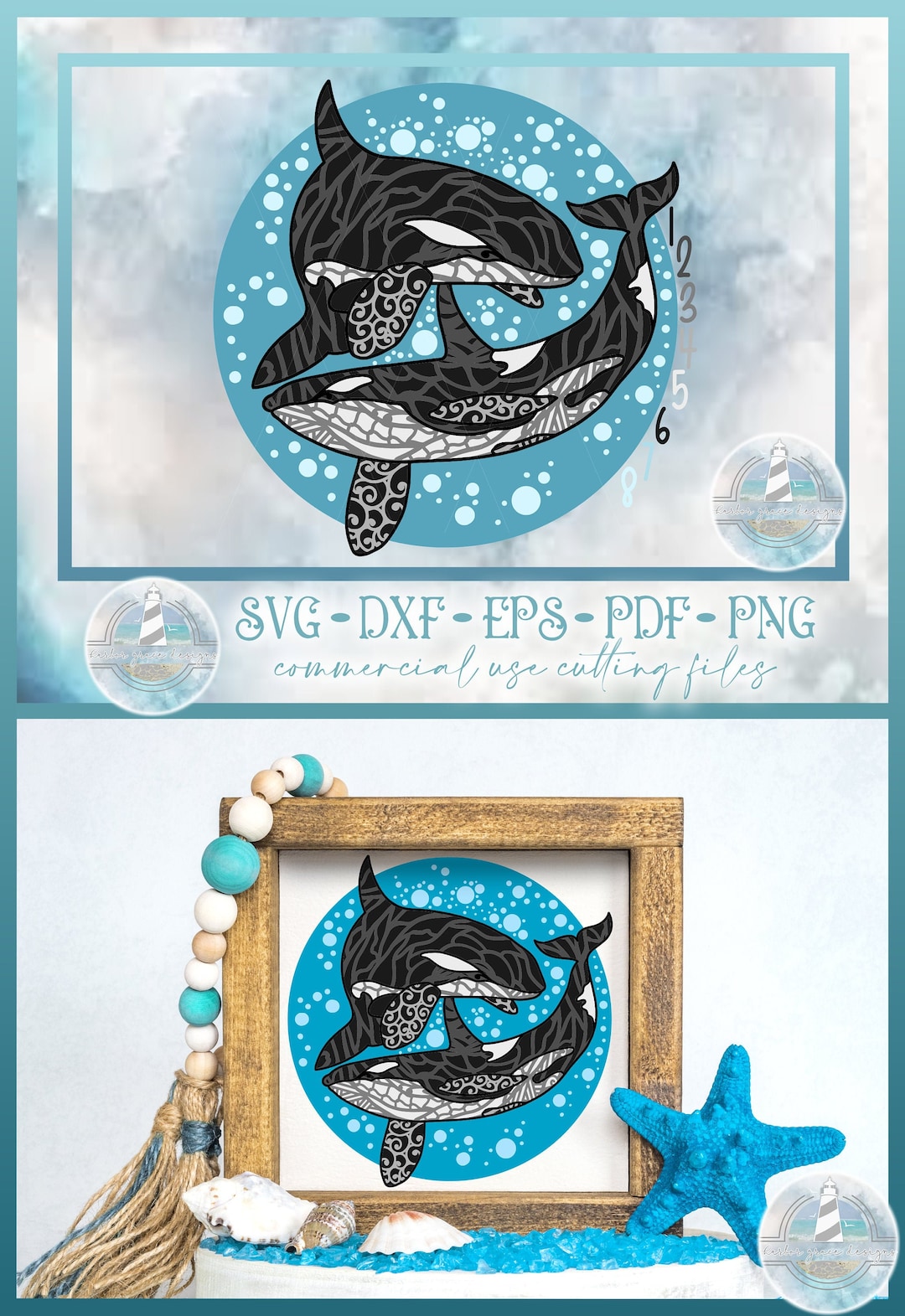 3D Layered Design | Orcas Whales Mandala SVG File | Multi Layered ...