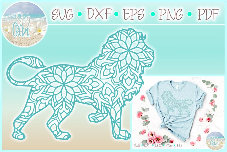 Lion Mandala Zentangle SVG Files for Cricut Silhouette - Dxf Eps Pdf ...