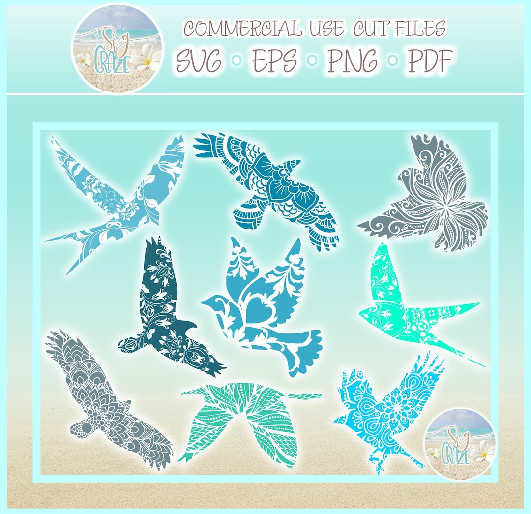 Bird Mandala Birds Flying Zentangle Bundle SVG Files for Cricut ...