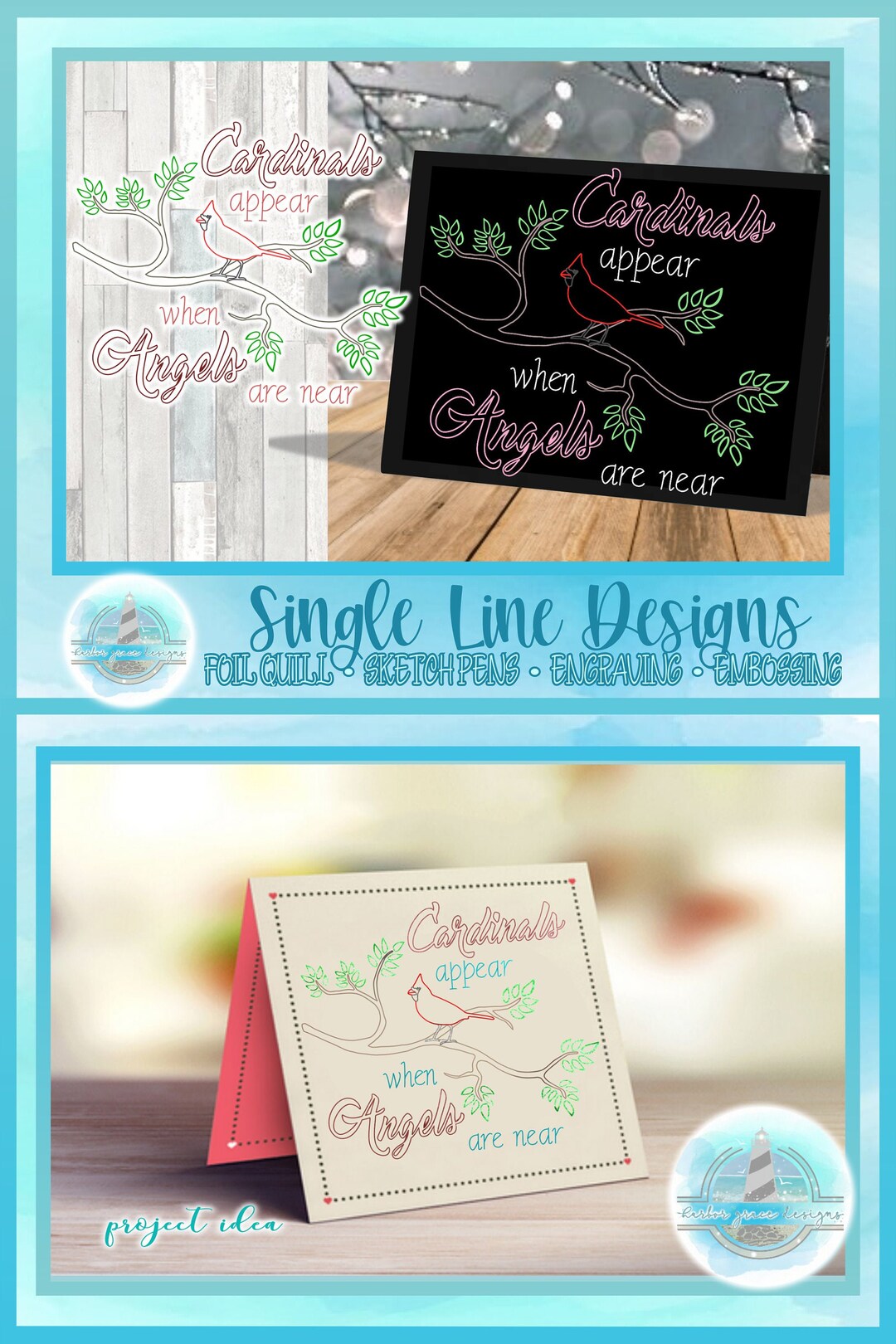 Foil Quill Single Line Cardinals Appear When Angels Are Near SVG Dxf ...