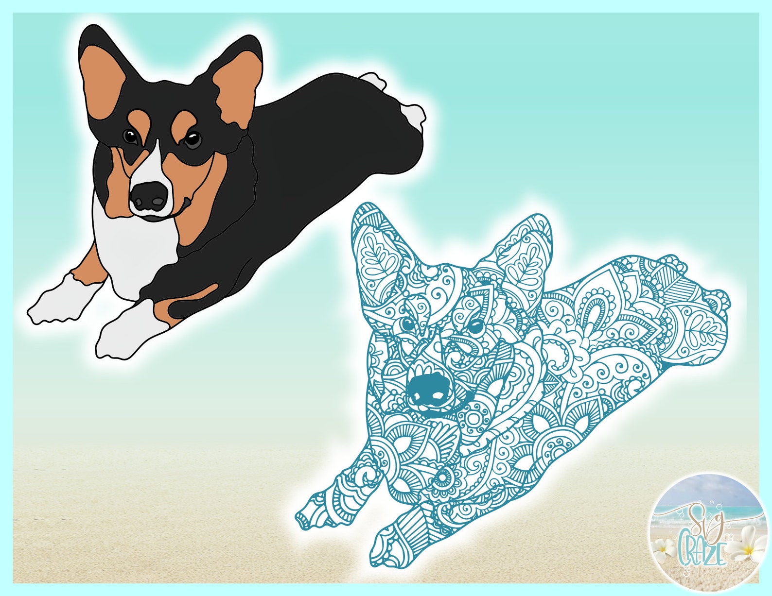 Corgi Dog Mandala Zentangle SVG Files for Cricut Silhouette - Dxf Eps ...