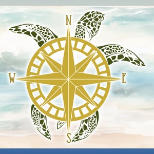 Sea Turtle Compass SVG Files for Cricut Silhouette - Dxf Eps Pdf Png ...