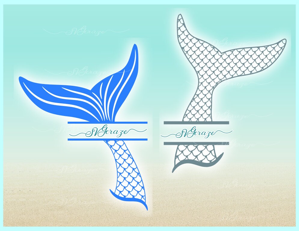 Mermaid Tail Monogram Split Frame Bundle SVG Files for Cricut | Etsy