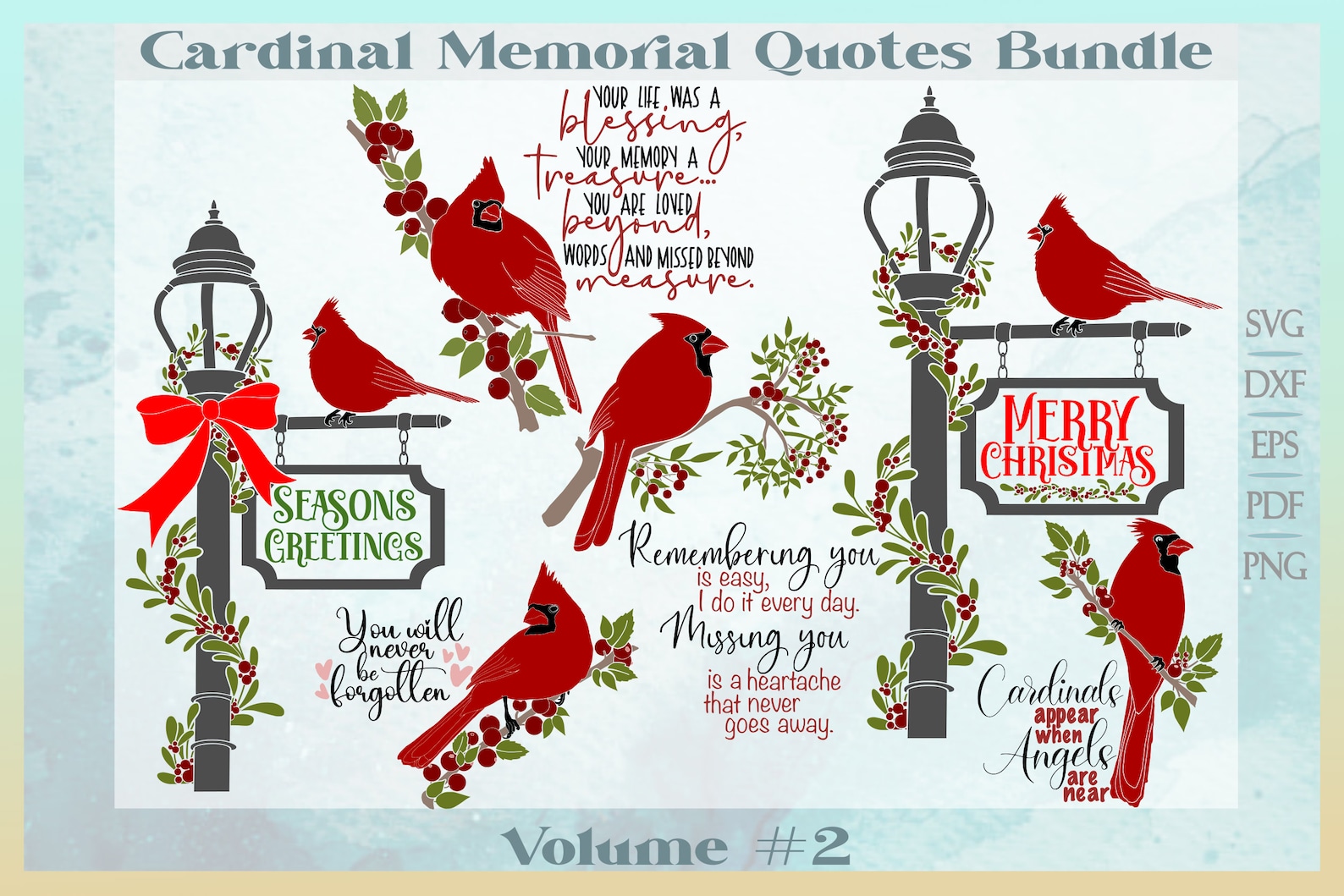 Cardinal Memorial Quote SVG Bundle - Christmas Cardinal SVG - Cardinal ...