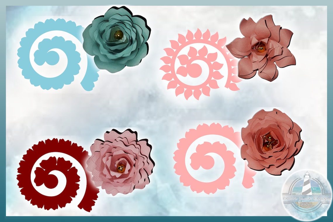 Rolled Flower SVG Bundle 17 Rolled Paper Flower Templates | Etsy