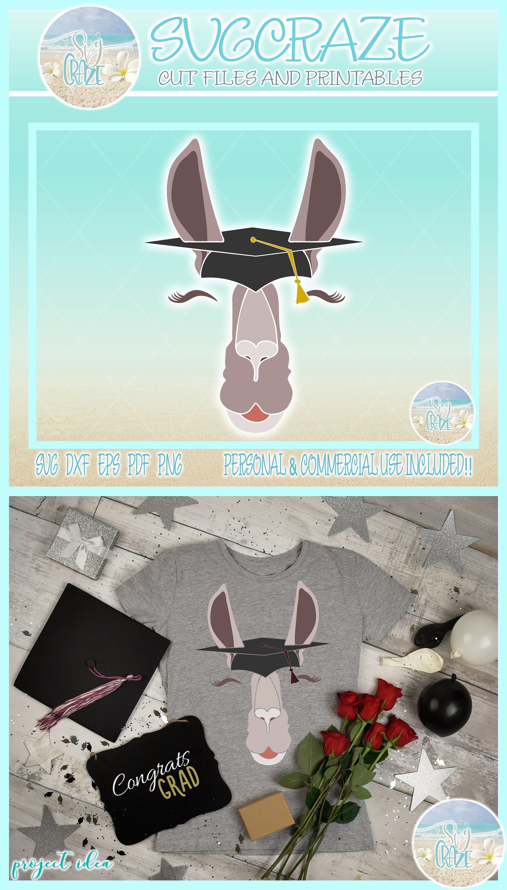 Llama Face With Graduation Cap Seniors 2019 SVG Files for | Etsy