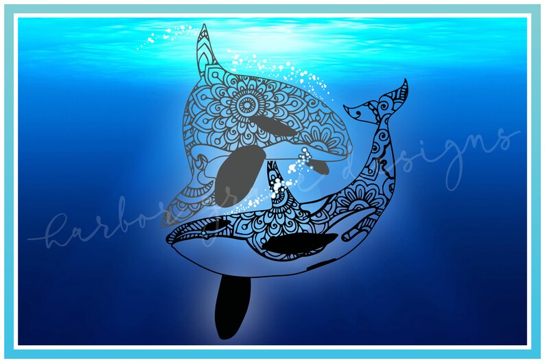 Orca Mandala Zentangle SVG Files for Cricut Silhouette Dxf - Etsy