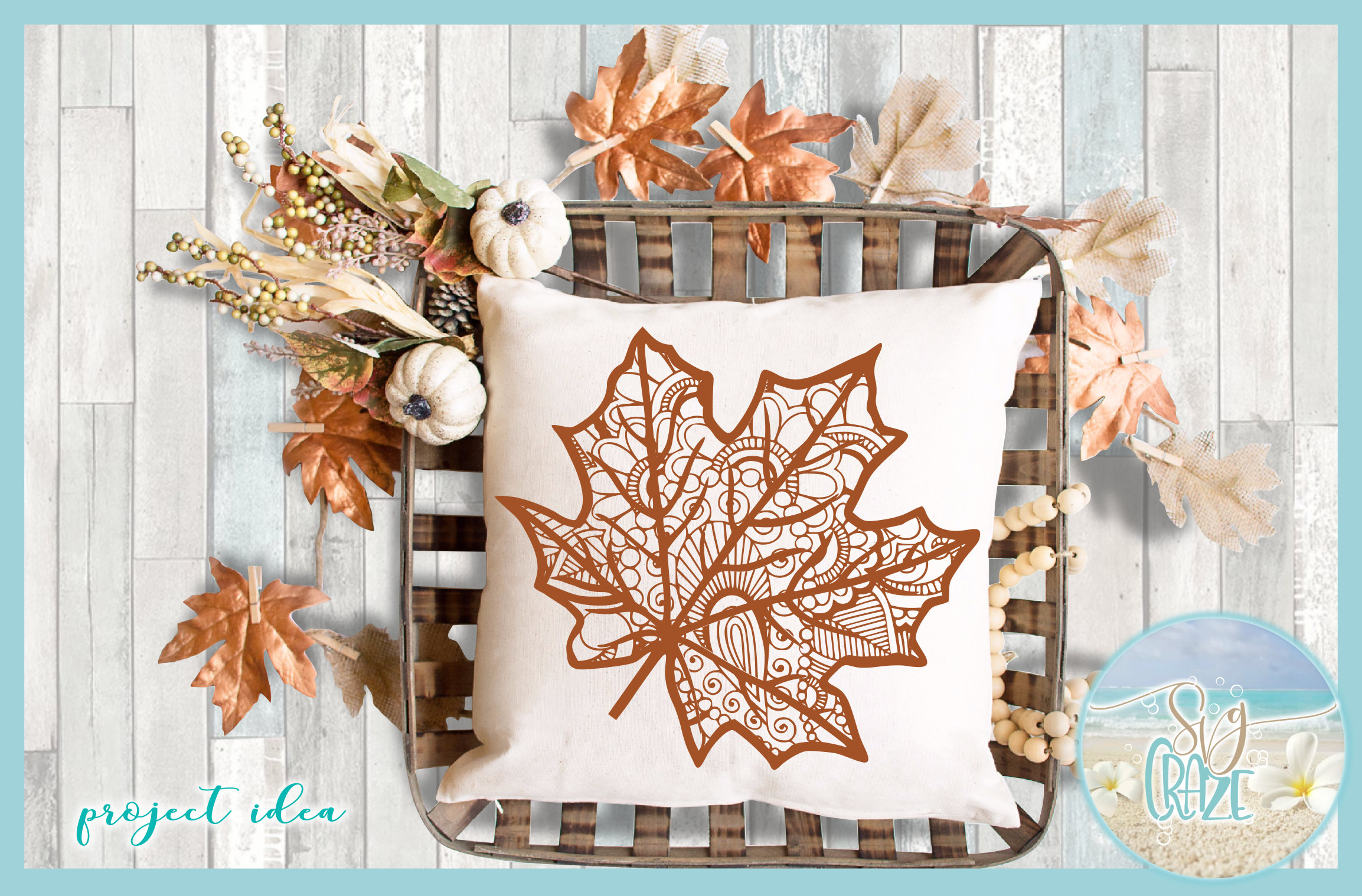 Fall Leaf Mandala Zentangle SVG Dxf Eps Pdf PNG Files for Cricut ...