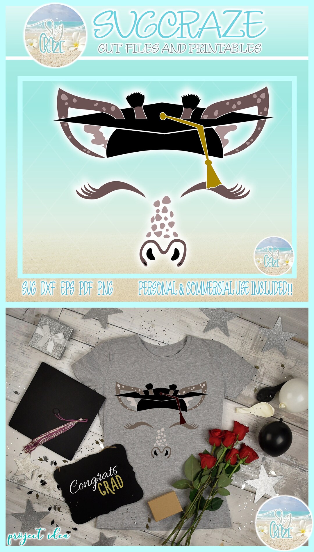 Giraffe Face With Graduation Cap Seniors 2019 SVG Files for Cricut ...