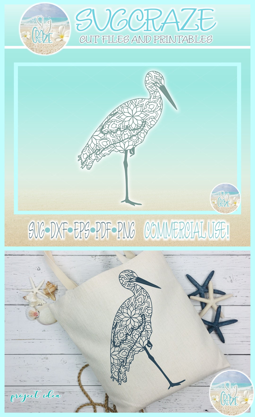 Stork Mandala Zentangle SVG Files for Cricut Silhouette - Dxf Eps Pdf ...