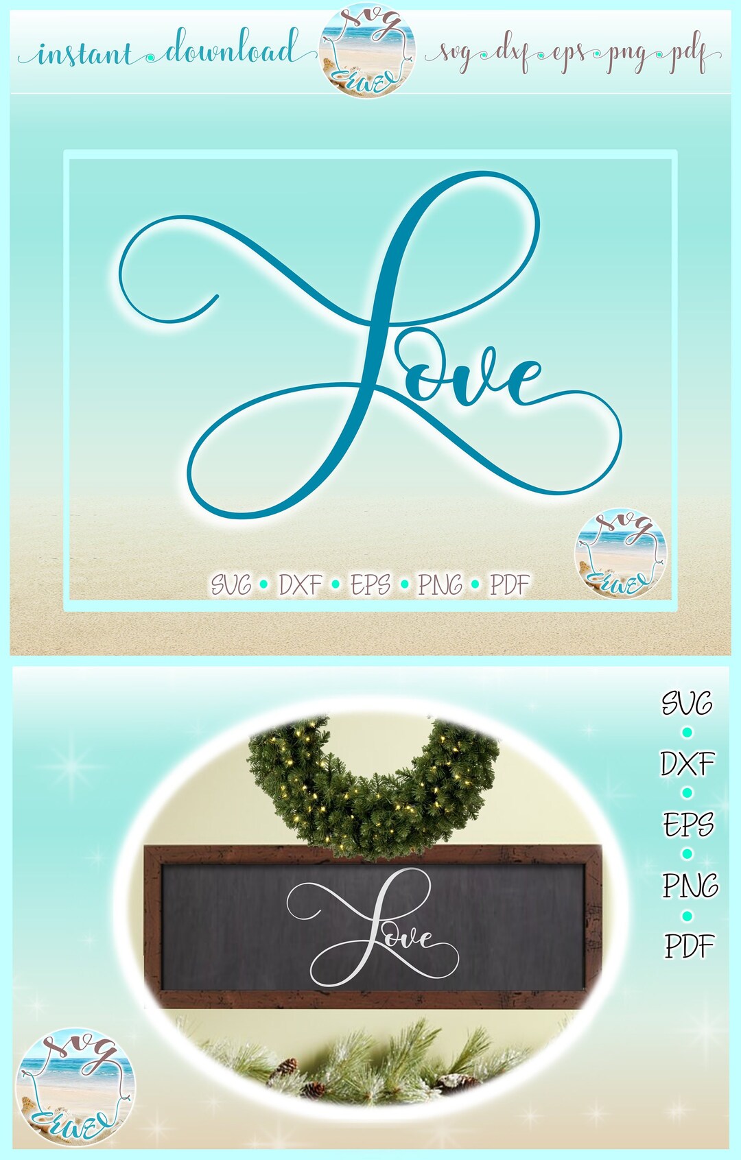 Love Horizontal Wood Sign SVG Files for Cricut Silhouette - Dxf Eps Pdf ...